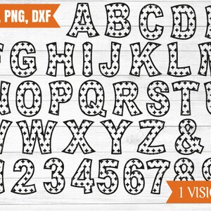 Star Alphabet and Numbers Svg, Full Alphabet Star Patterned Letters and ...