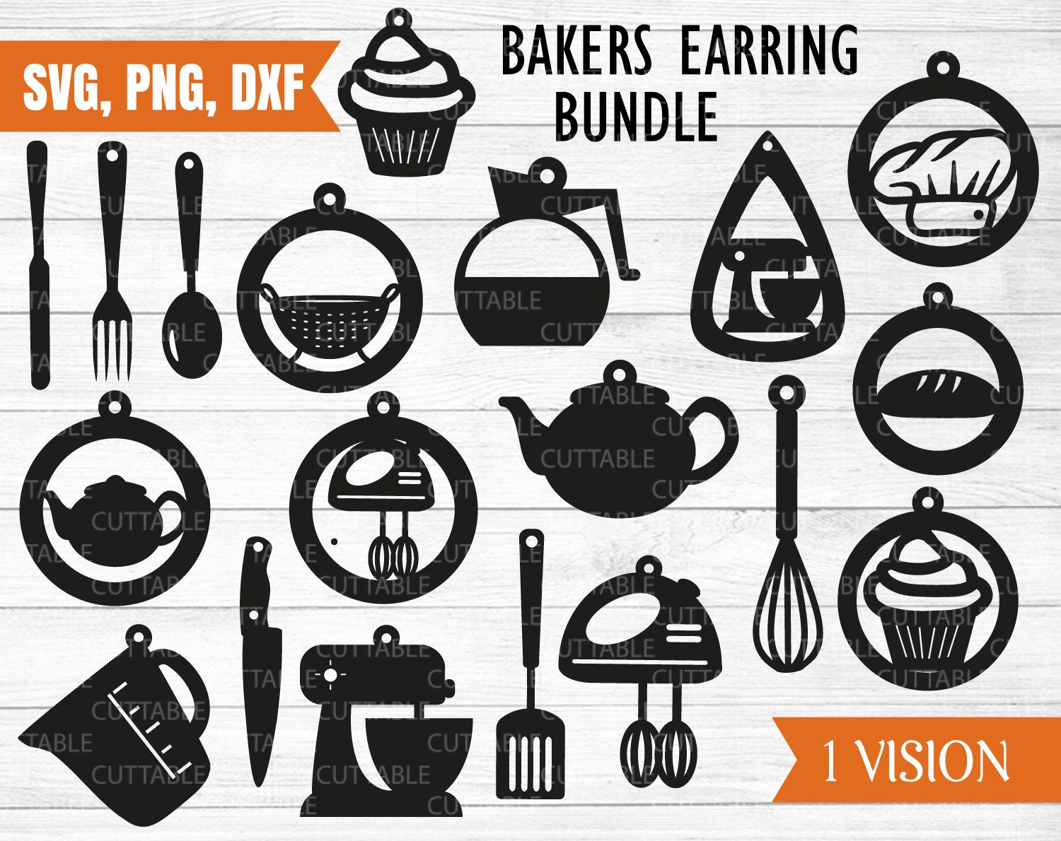 Baker svg earrings 19 cut file for baker decorations | Etsy