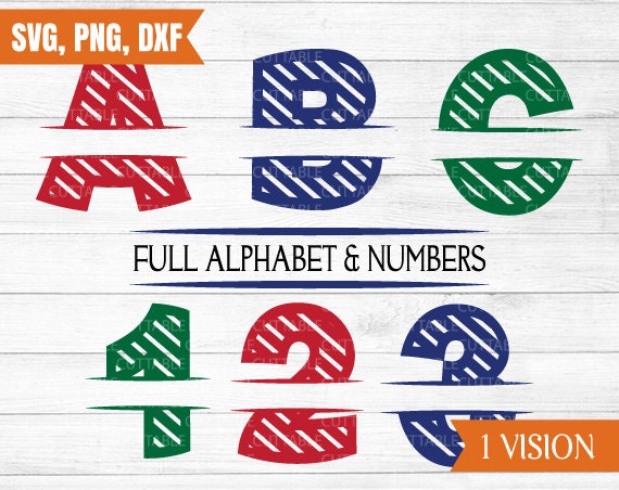 Letters and Numbers SVG Striped Alphabet Numbers Cut Files - Etsy