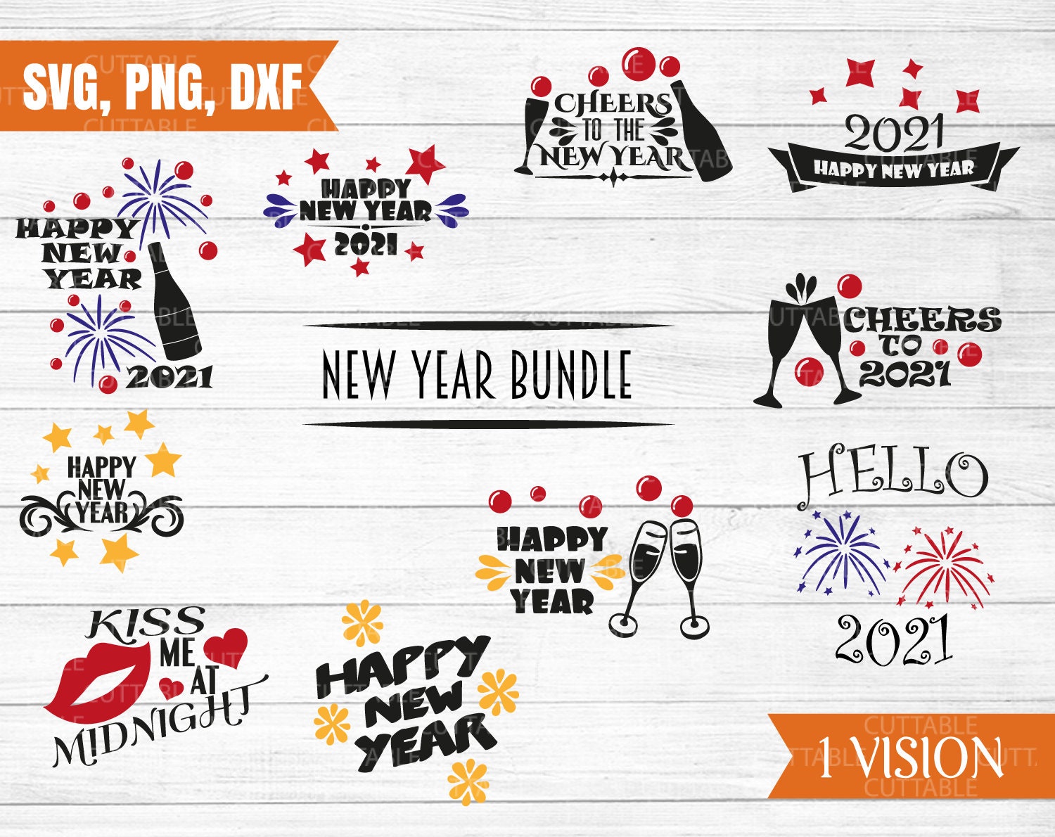 New Years SVG Bundle Happy New Year Cut Files 10 Svgs Happy | Etsy