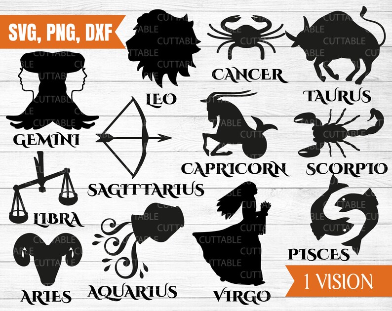 Zodiac Svgs Horoscope Svgs Star Signs Svg Astrological Cut - Etsy