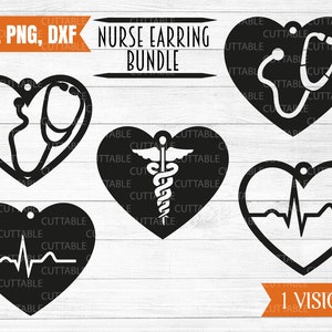 Nurse earring svgs nurse cut files stethoscope heartbeat | Etsy