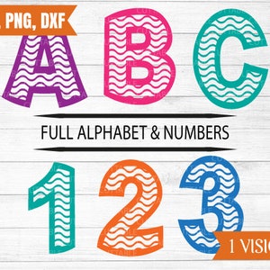 Wave Alphabet and Numbers Svg, Full Alphabet Wave Patterned Letters and ...