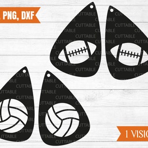 Earring SVG Bundle, 7 Sports Balls Cut Files, Soccer,football,tennis ...