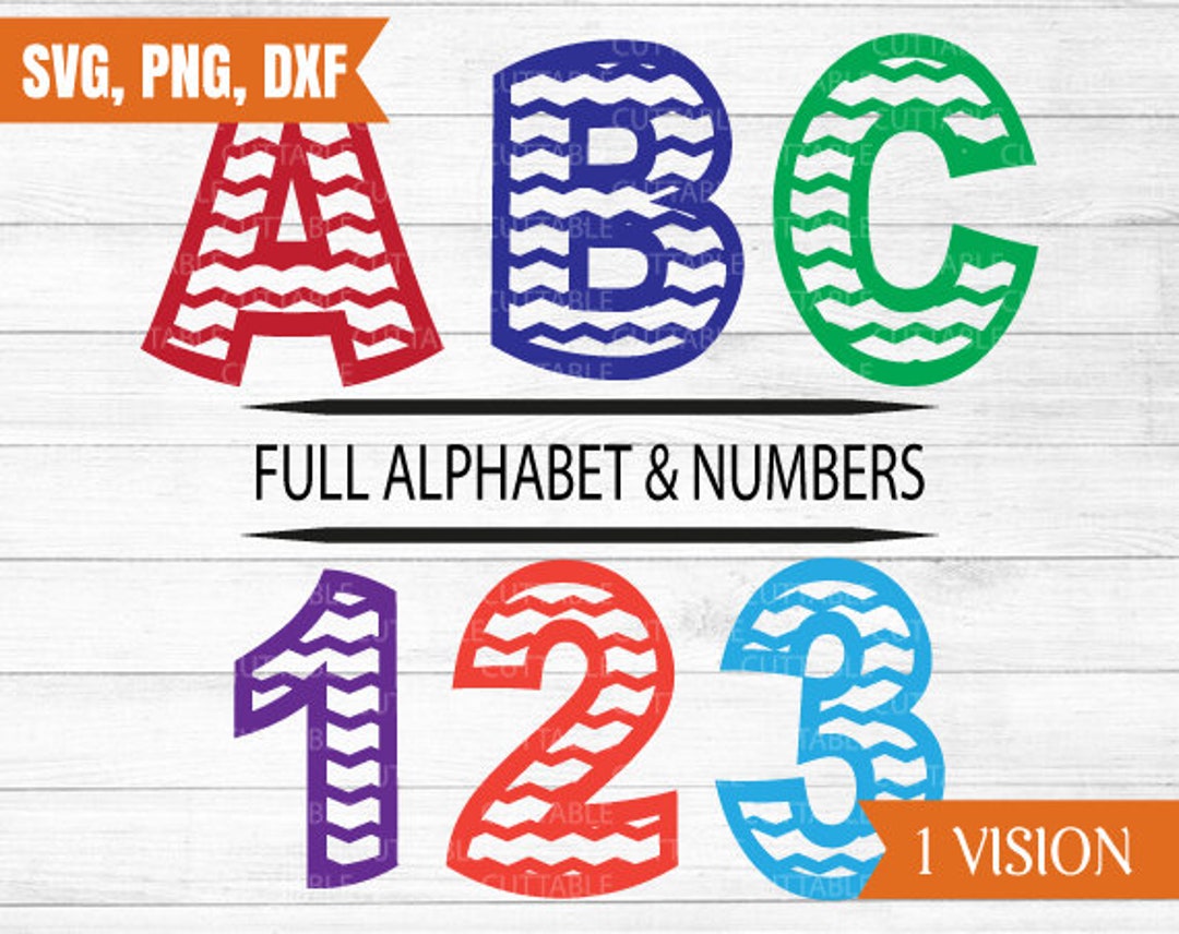Zigzag Alphabet and Numbers Svg, Full Alphabet Zigzag Patterned Letters ...