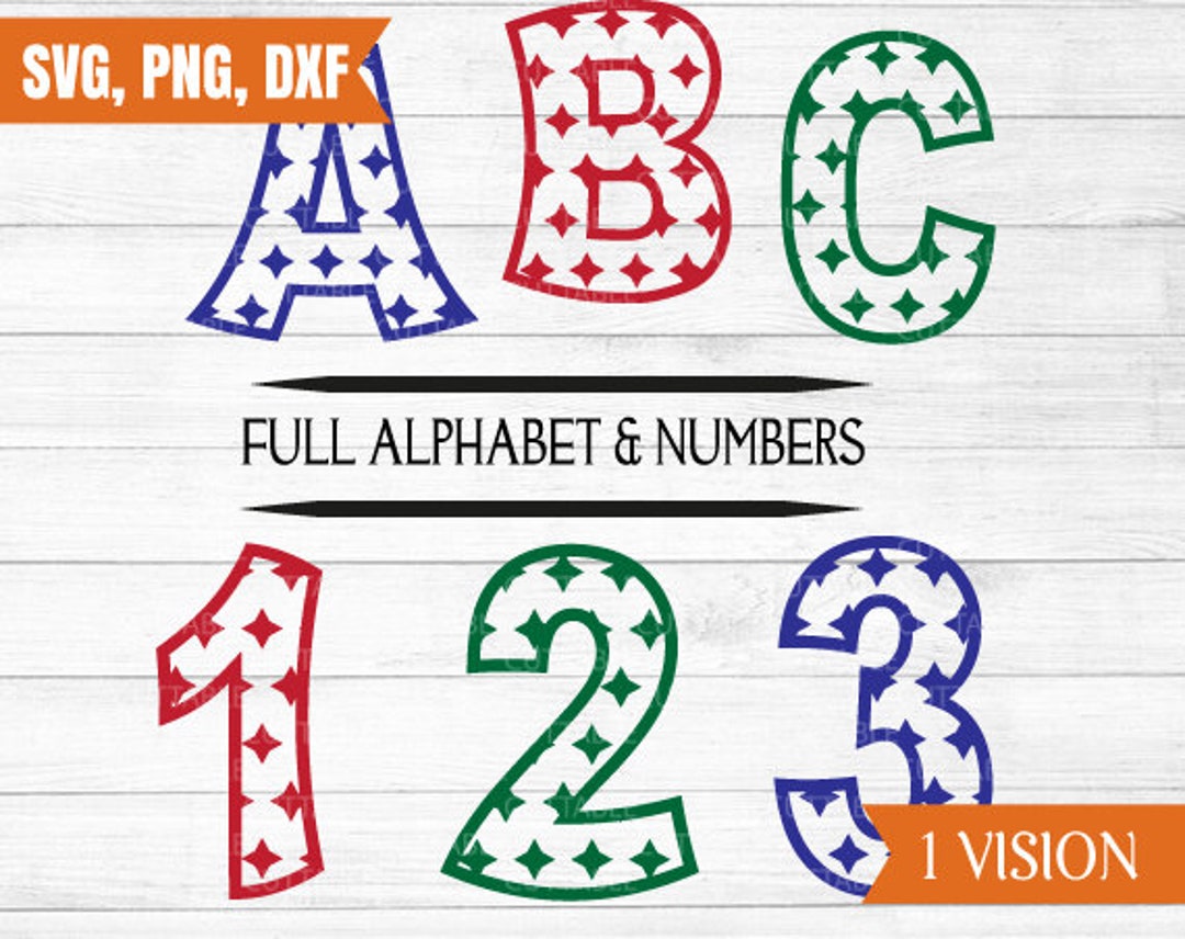Star Alphabet and Numbers Svg, Full Alphabet Star Patterned Letters and ...