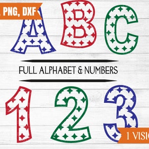 Star Alphabet and Numbers Svg, Full Alphabet Star Patterned Letters and ...