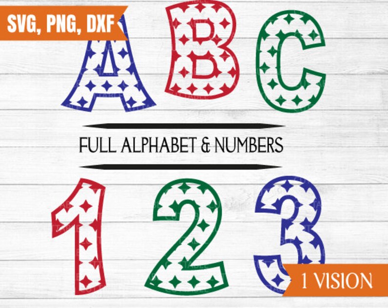 Star Alphabet and Numbers Svg, Full Alphabet Star Patterned Letters and ...