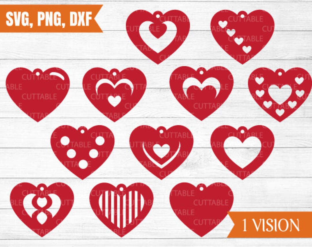 Heart Earring Svg, Heart Template Cut Files, 12 Hearts, Valentine's Day ...