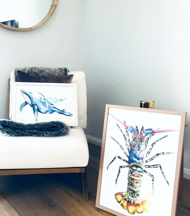 Crayfish Art Print, Australian Wildlife Illustration, Coastal Wall ...