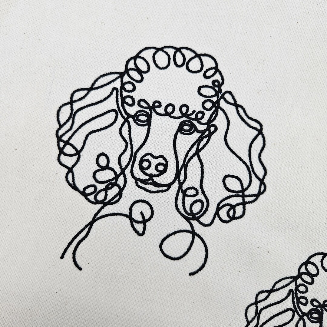 4x4 and 5x7 Poodle Dog Face Line Art Digitized Machine Embroidery ...