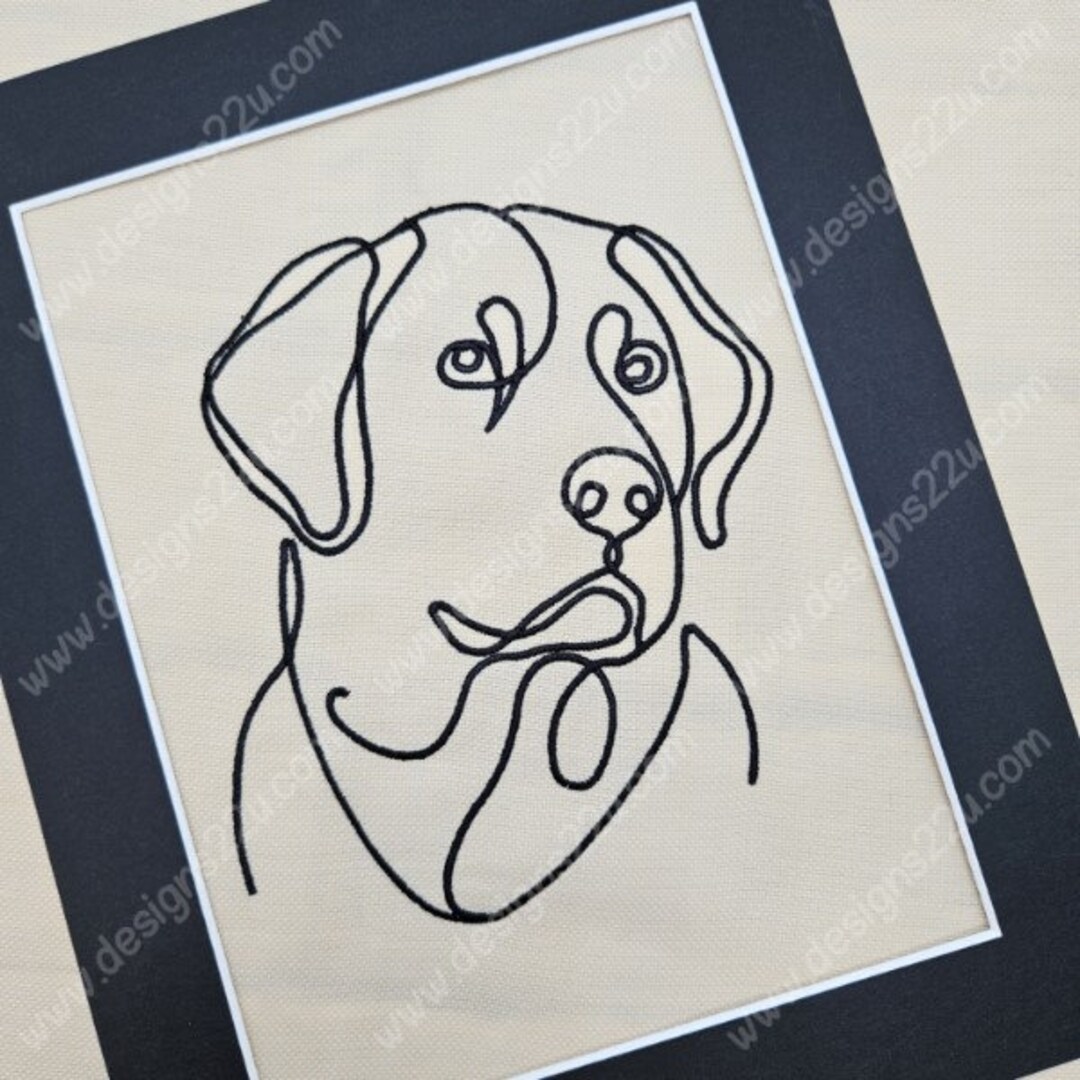 4x4 and 5x7 Labrador Dog Face Line Art Digitized Machine Embroidery ...