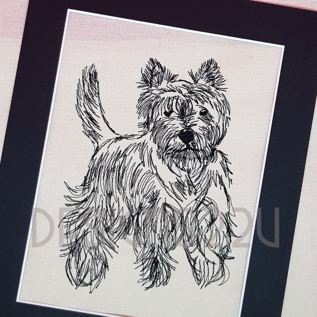 Hand Drawn Standing Westie 2 Sizes Digitized Machine Embroidery Design ...