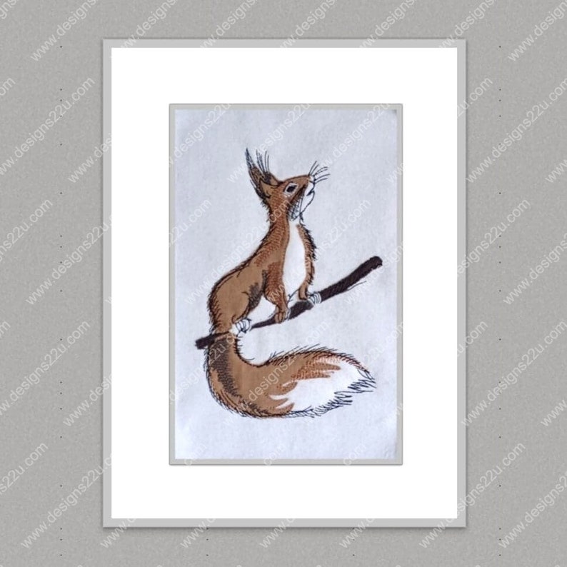 5x7 Proud Squirrel Sketch Raw Edge Applique With Light Density Fill ...