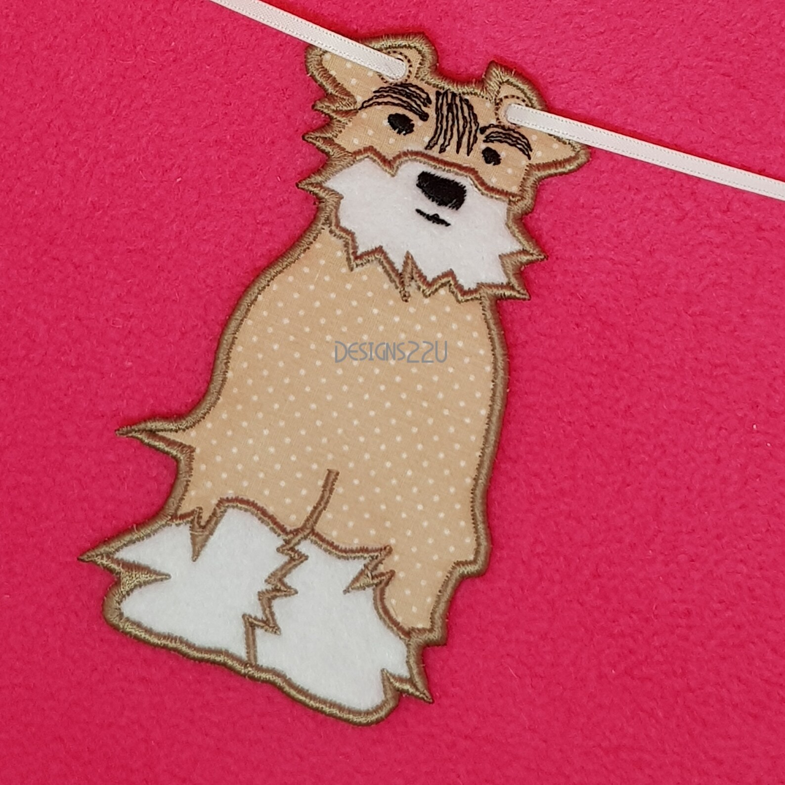ITH Miniature Schnauzer Satin Edge Applique Bunting Digitized | Etsy