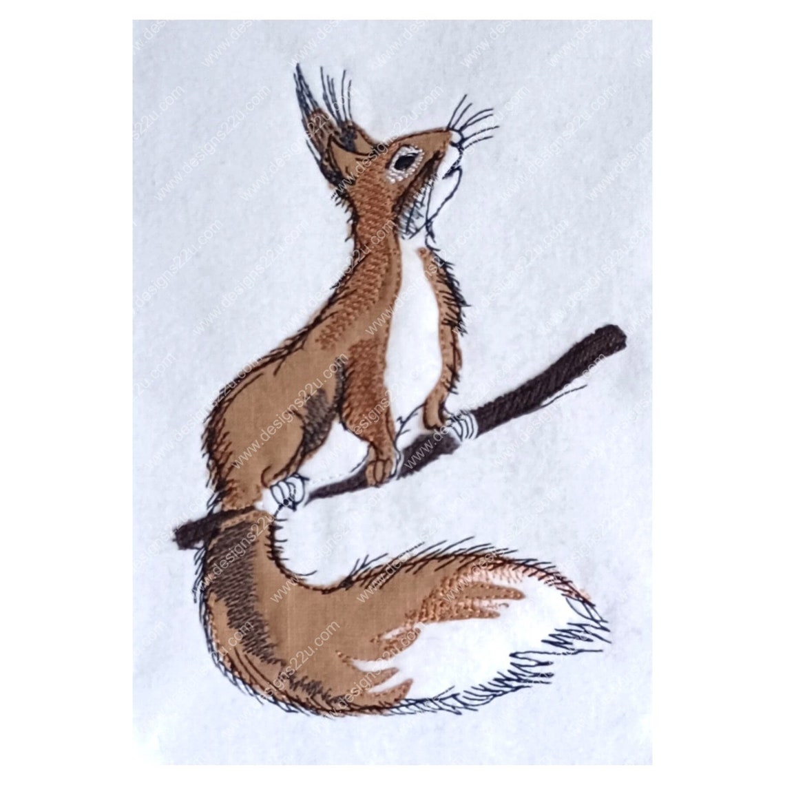 5x7 Proud Squirrel Sketch Raw Edge Applique With Light Density Fill ...
