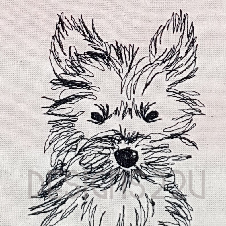 Hand Drawn Sitting Yorkshire Terrier 2 Sizes Digitized Machine ...