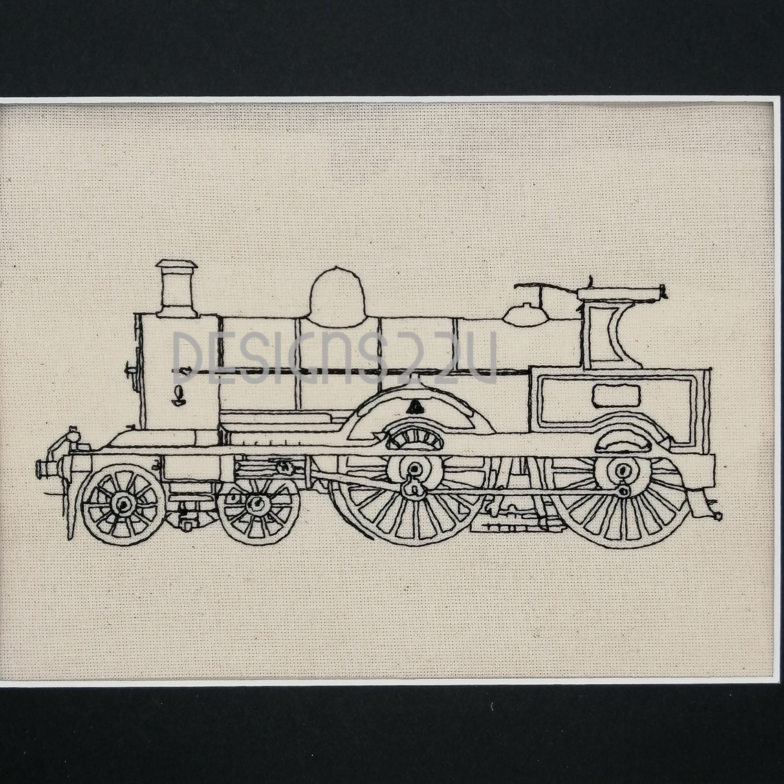 Vintage British Steam Engine Black Work Digitized Machine Embroidery ...
