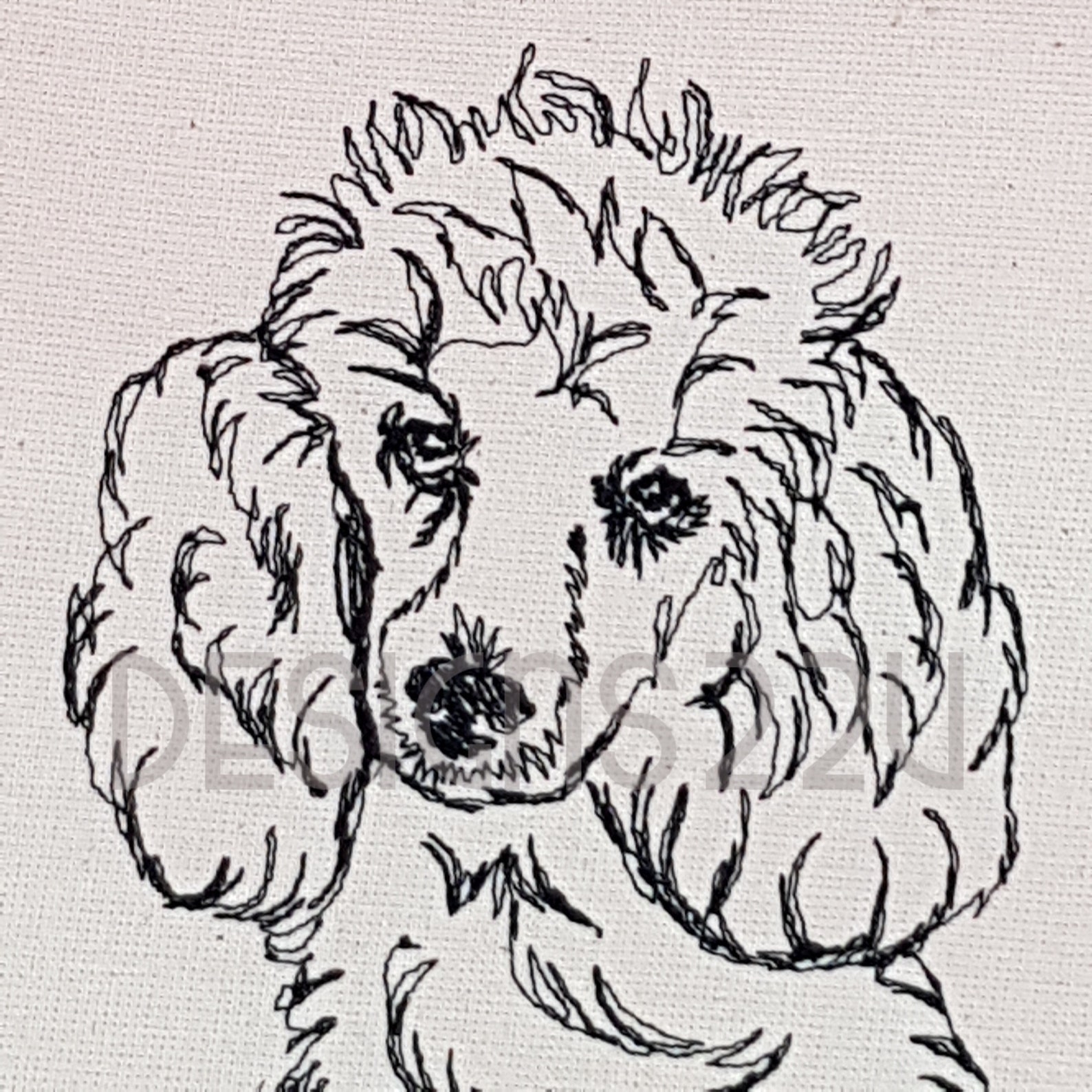 Hand Drawn Sitting Poodle 2 Sizes Digitized Machine Embroidery | Etsy