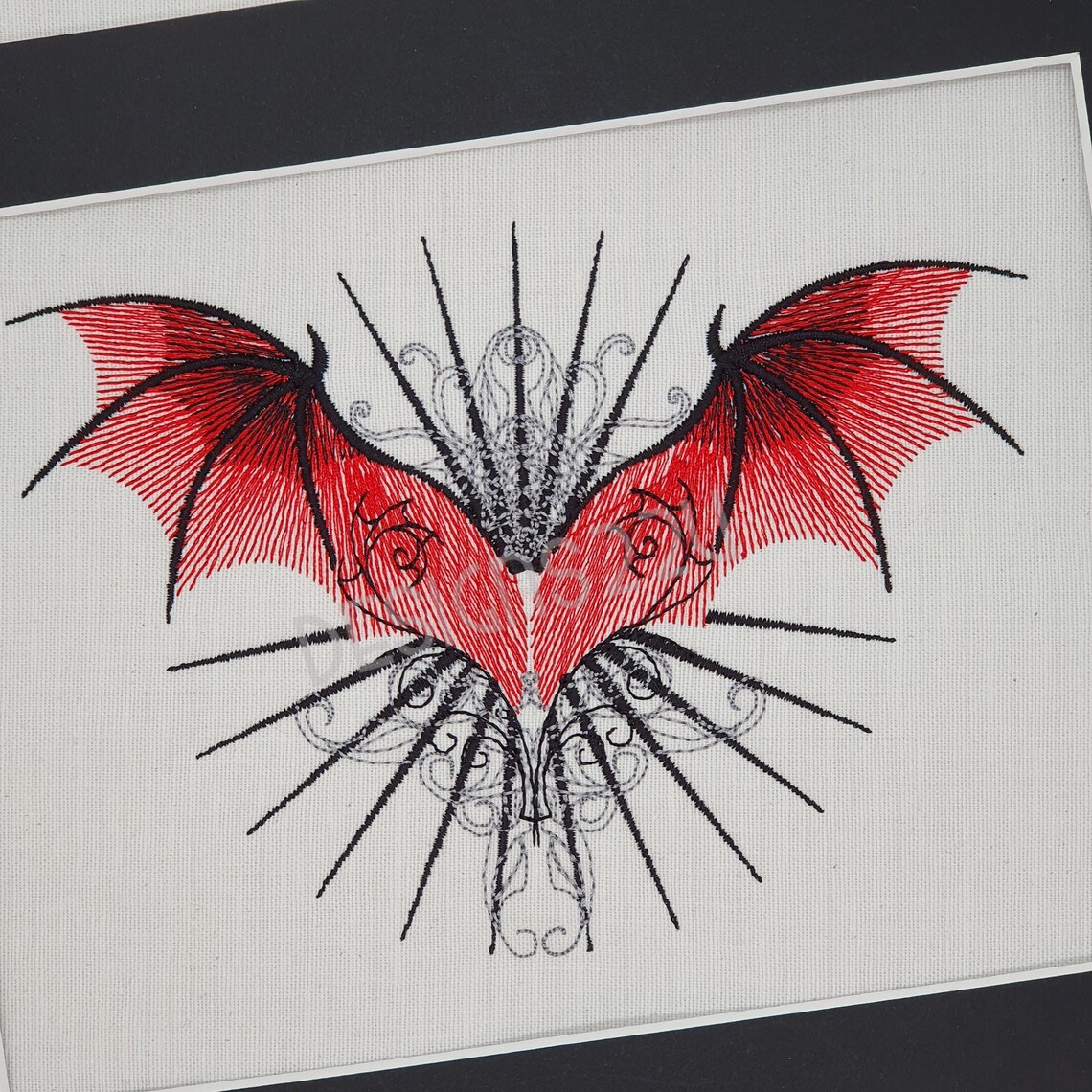 Dragon Style Wings With Fantasy Pattern Digitized Machine Embroidery ...