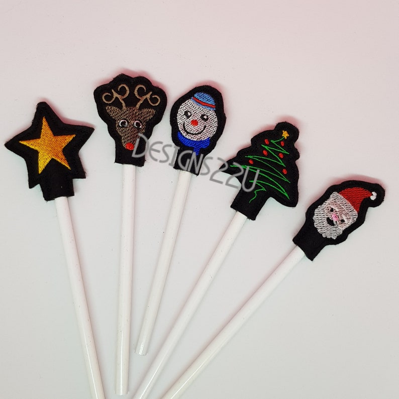 ITH Christmas Pencil Toppers Digitized Machine Embroidery | Etsy