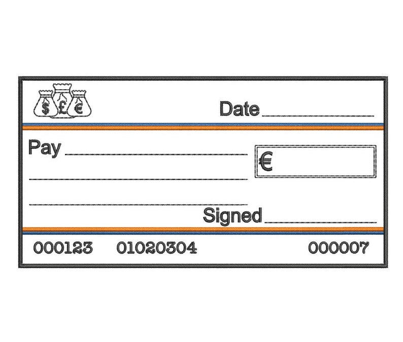 Blank Money Cheque/check Digitized Machine Embroidery Design | Etsy