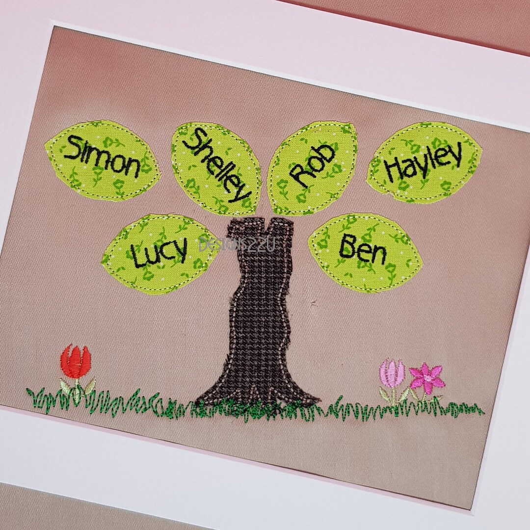 Family Tree Raw Edge Applique Digitized Machine Embroidery - Etsy