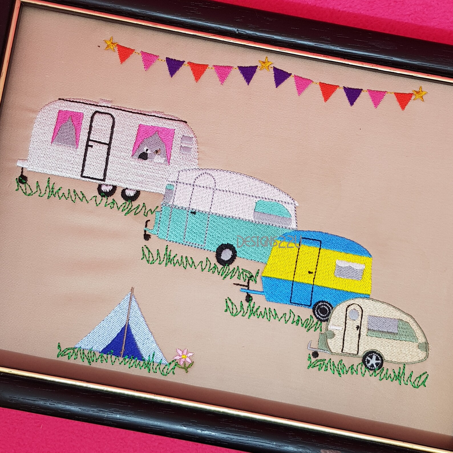 Caravan Family Digitized Machine Embroidery Design Mum Dad - Etsy