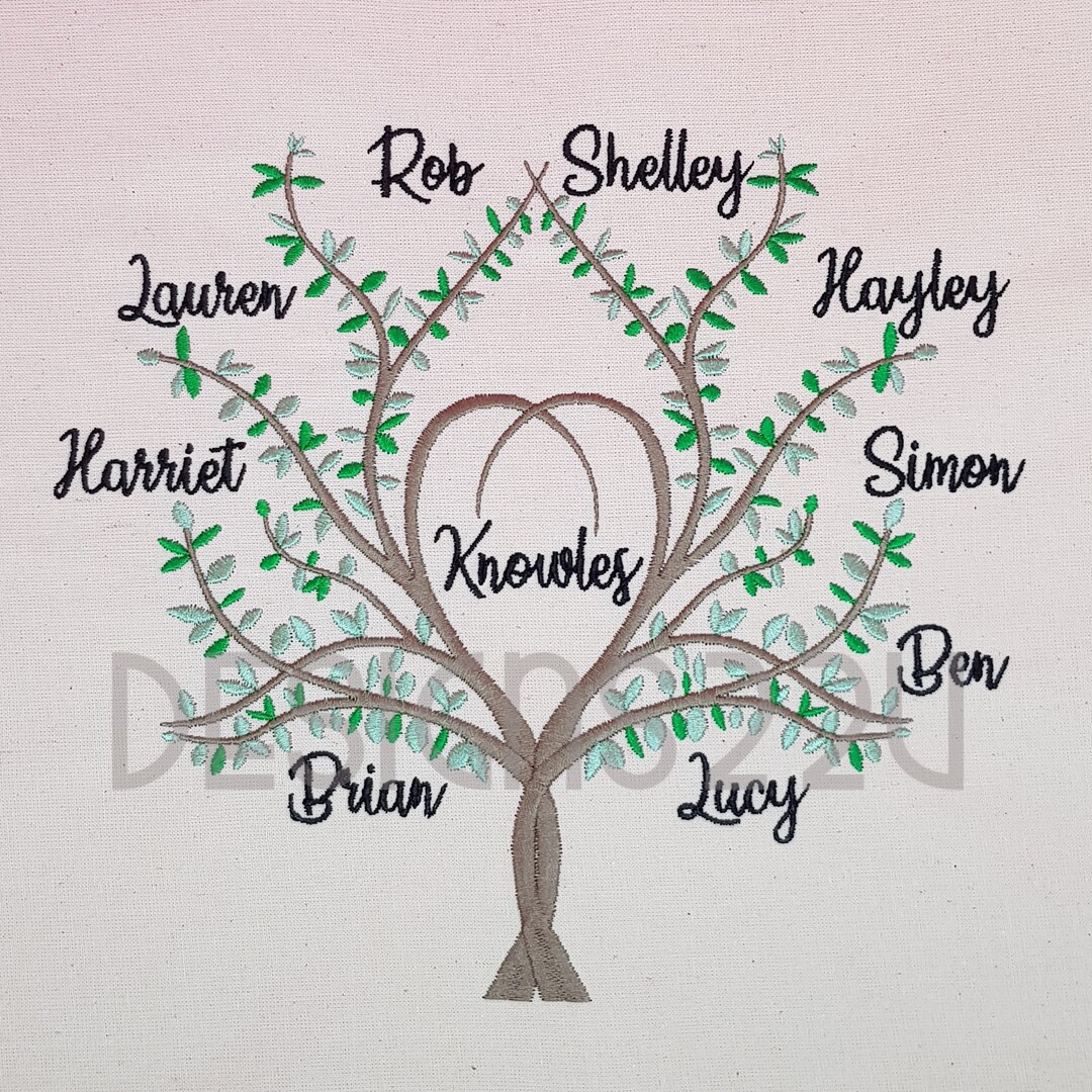 Heart Family Tree Digitized Machine Embroidery Design Fully Embroidered ...