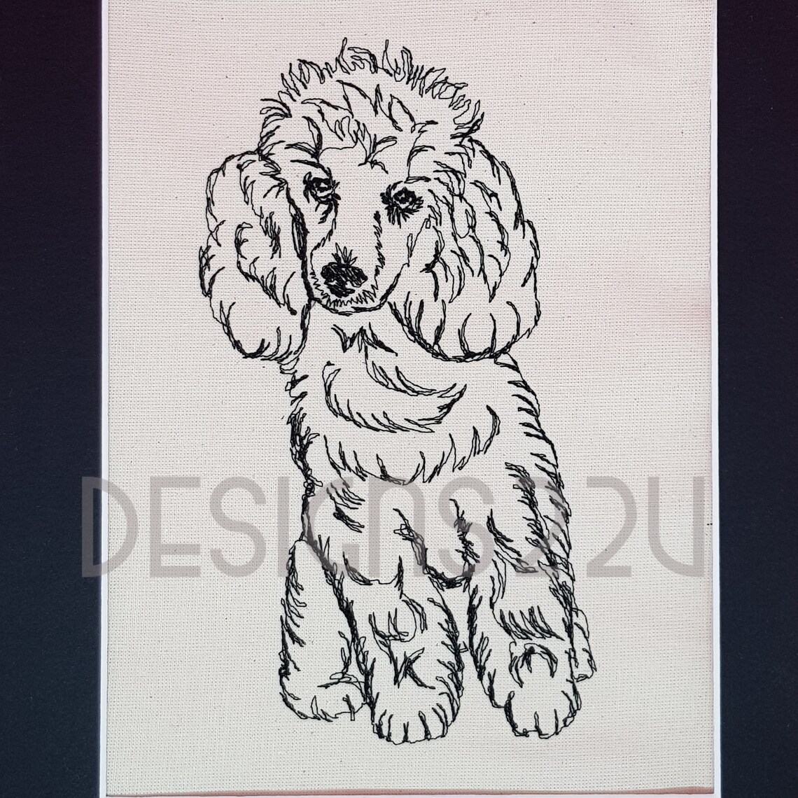 Hand Drawn Sitting Poodle 2 sizes Digitized Machine Embroidery | Etsy