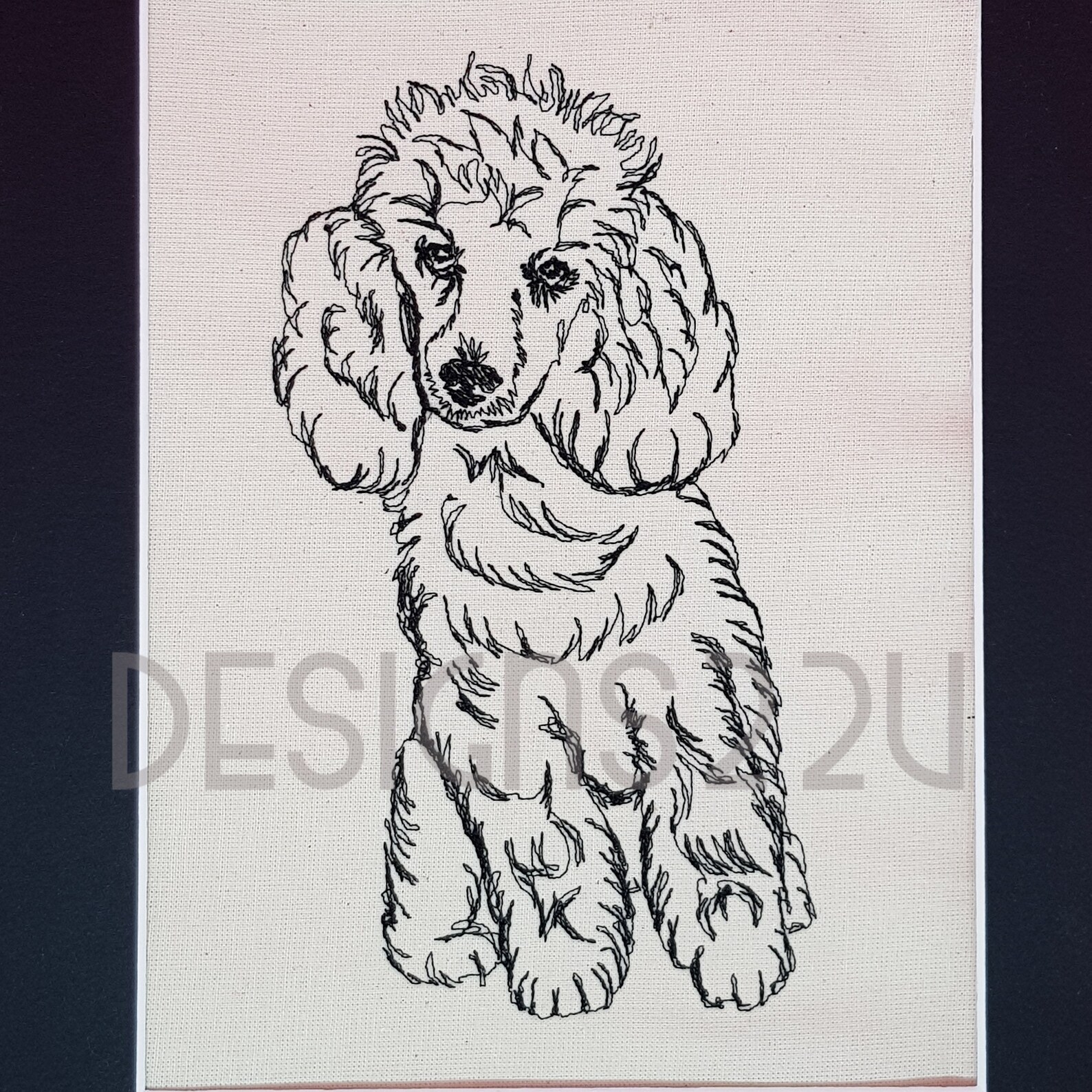 Hand Drawn Sitting Poodle 2 Sizes Digitized Machine Embroidery Design ...