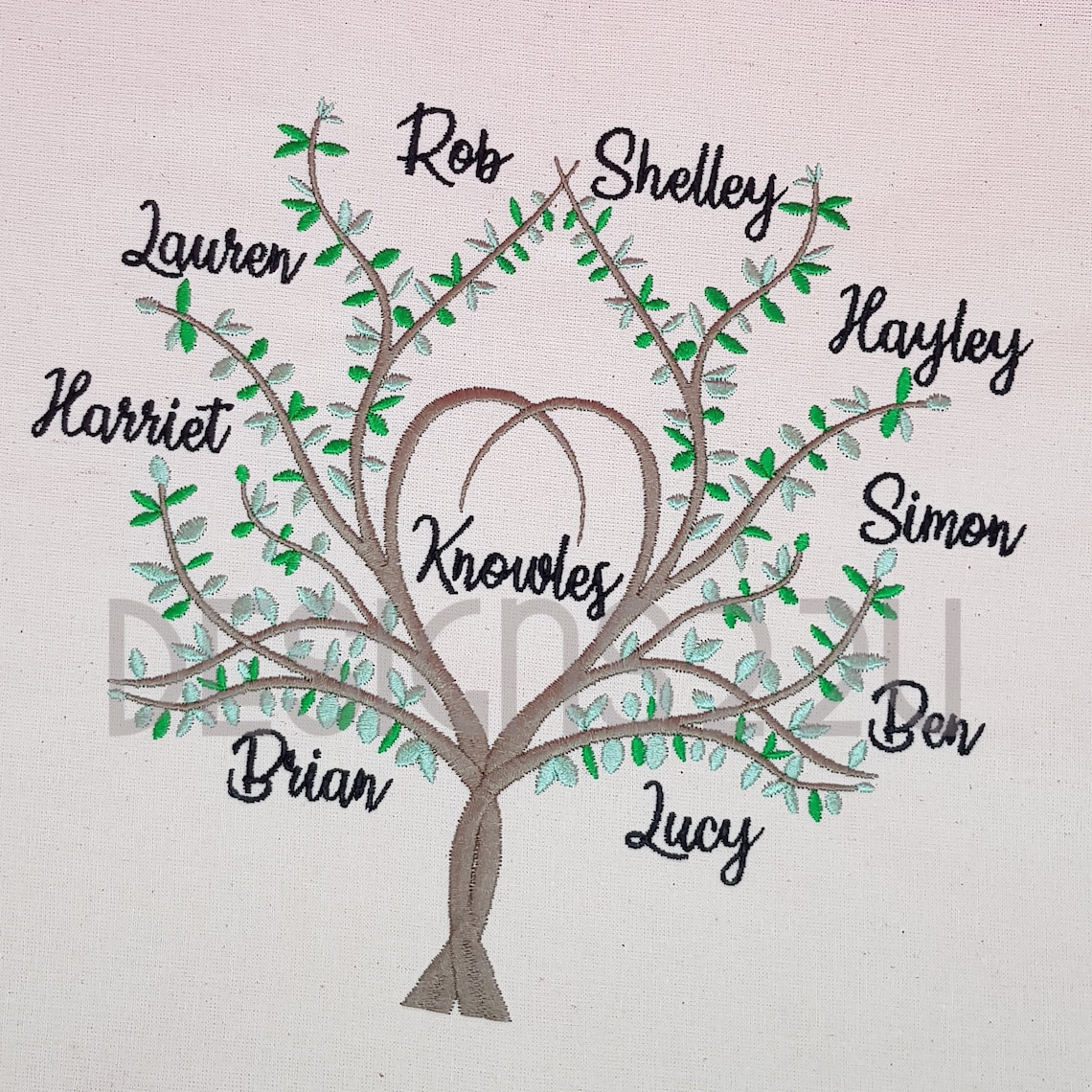 Heart Family Tree Digitized Machine Embroidery Design Fully Embroidered ...