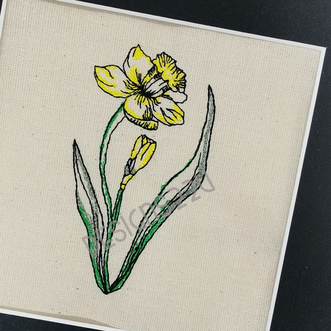 Daffodil 3 Sizes Digitized Machine Embroidery Design Digital Download ...