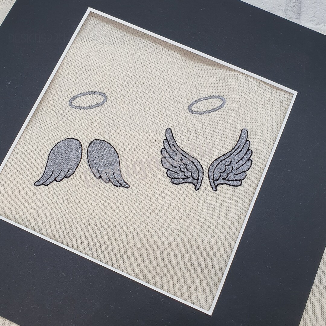 Small Angel Wings and Halo Digitized Machine Embroidery Design Digital ...