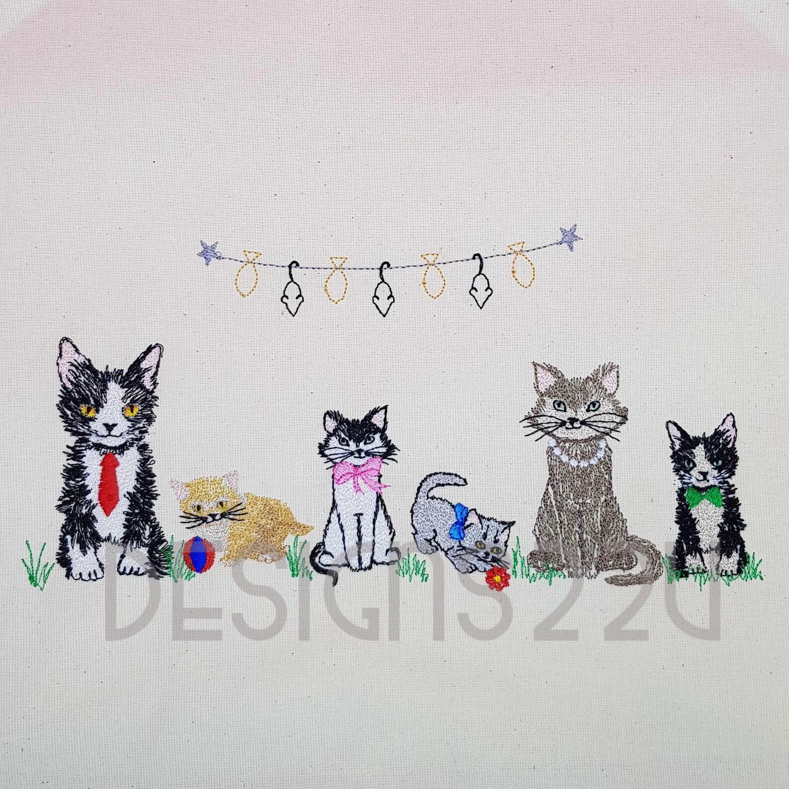 Cat Family Digitized Machine Embroidery Design Cats Kittens - Etsy