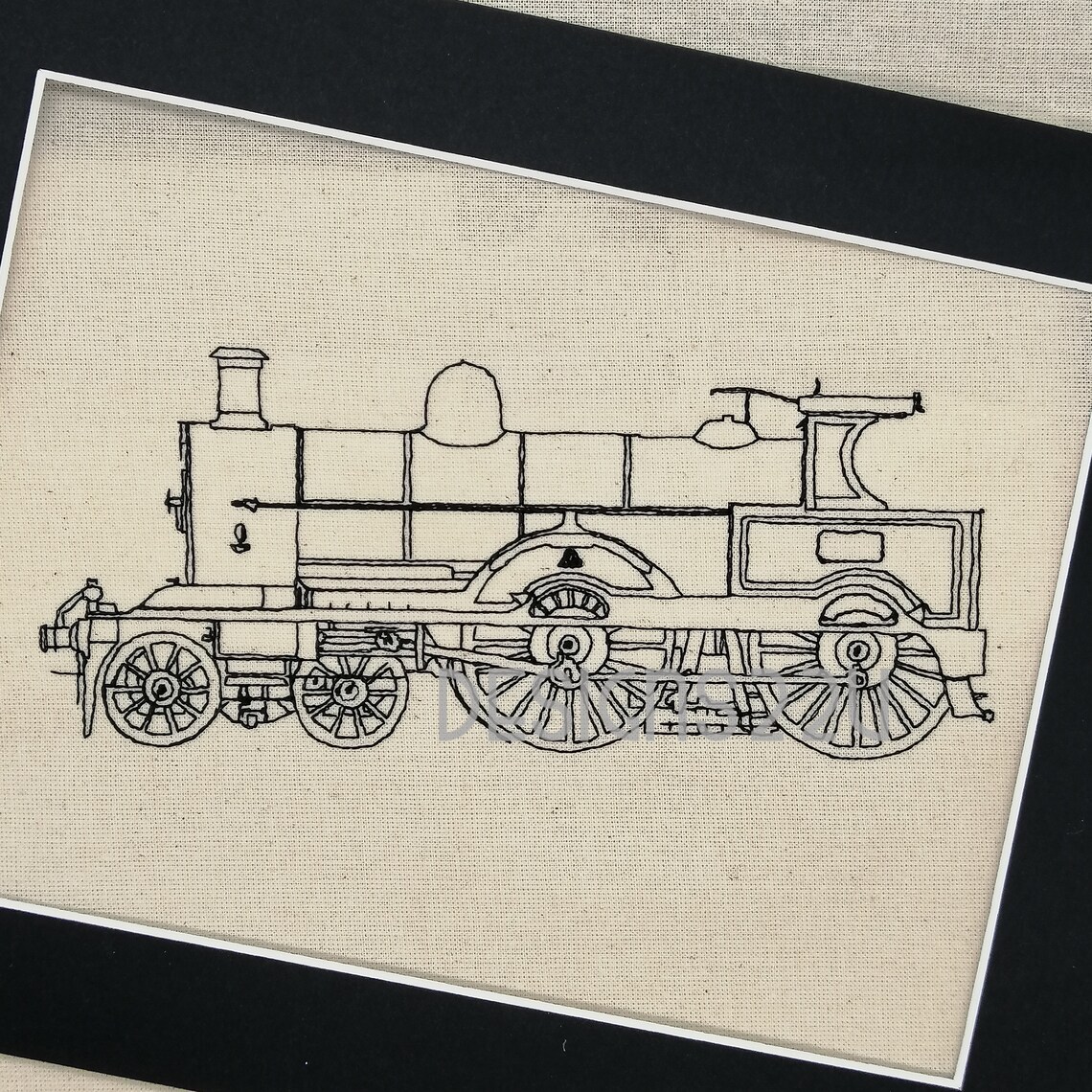 Vintage British Steam Engine Black Work Digitized Machine Embroidery ...