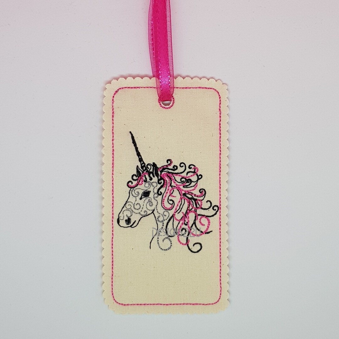 ITH Unicorn Tag Raw Edge Digitized Machine Embroidery Design - Etsy