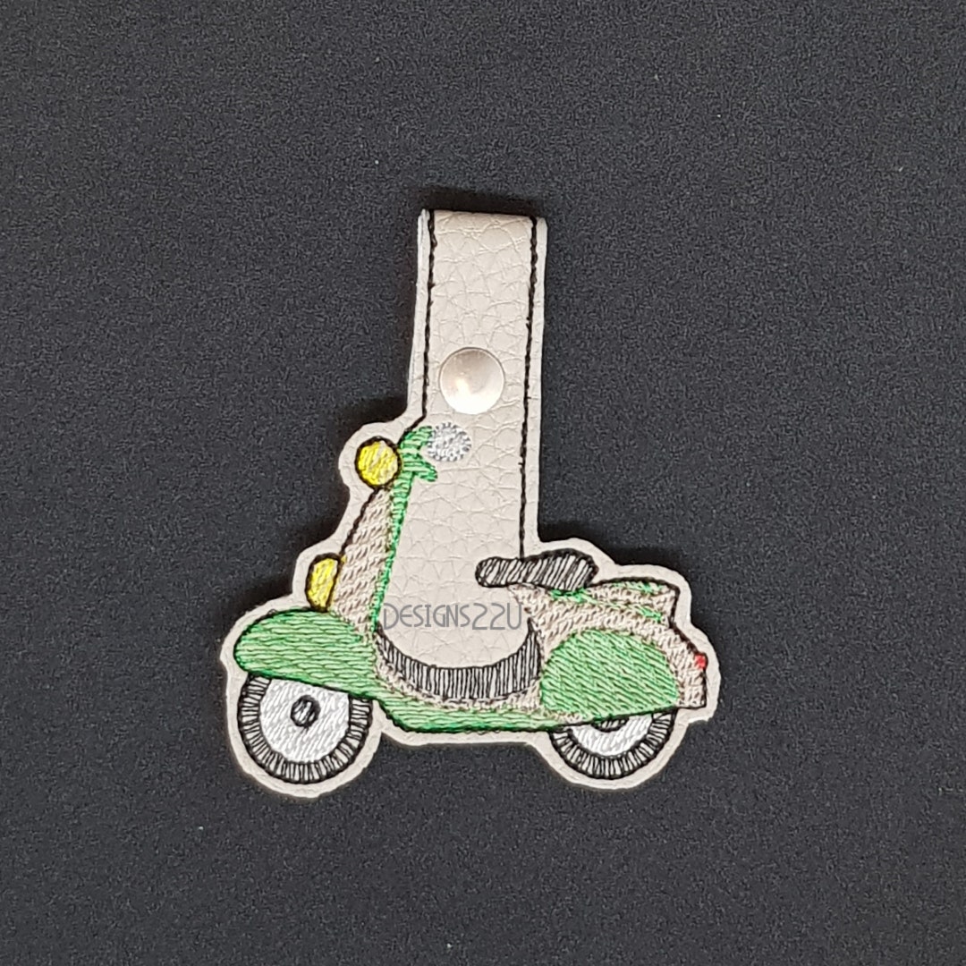 Scooter ITH Key Fob Digitized Machine Embroidery Design Ideal Gift for ...
