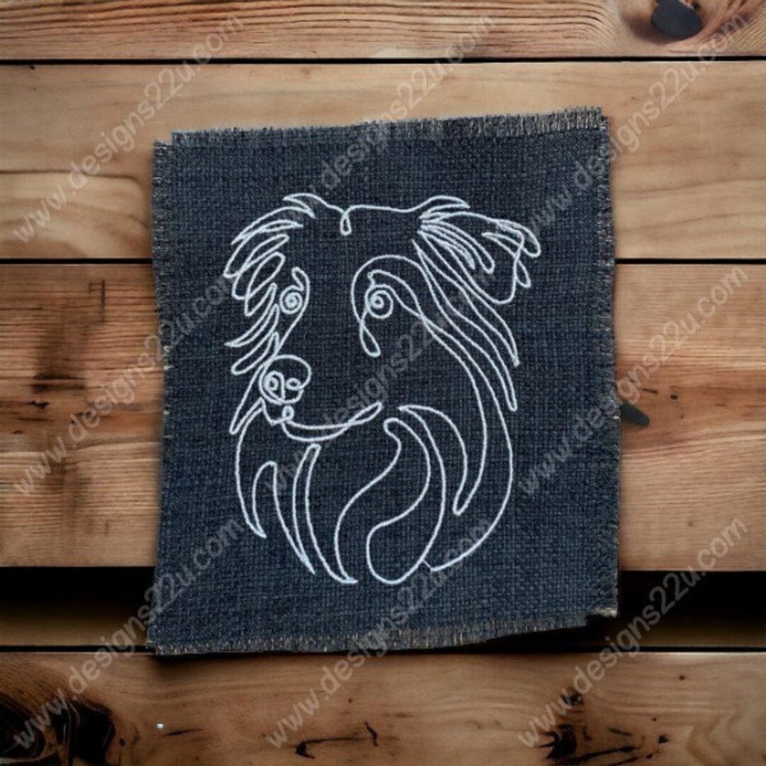 4x4 and 5x7 Border Collie Dog Face Line Art Digitized Machine ...