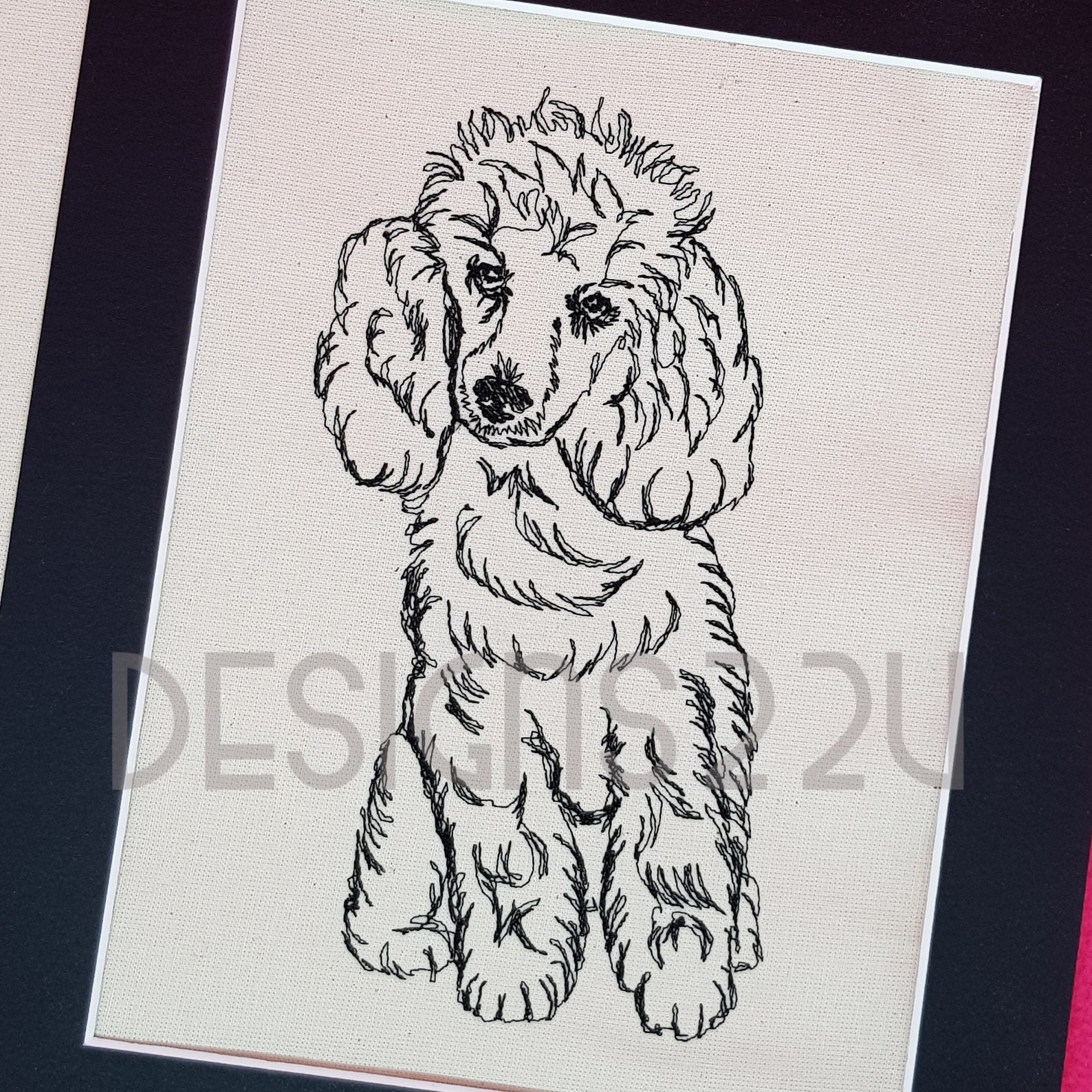 Hand Drawn Sitting Poodle 2 Sizes Digitized Machine Embroidery | Etsy