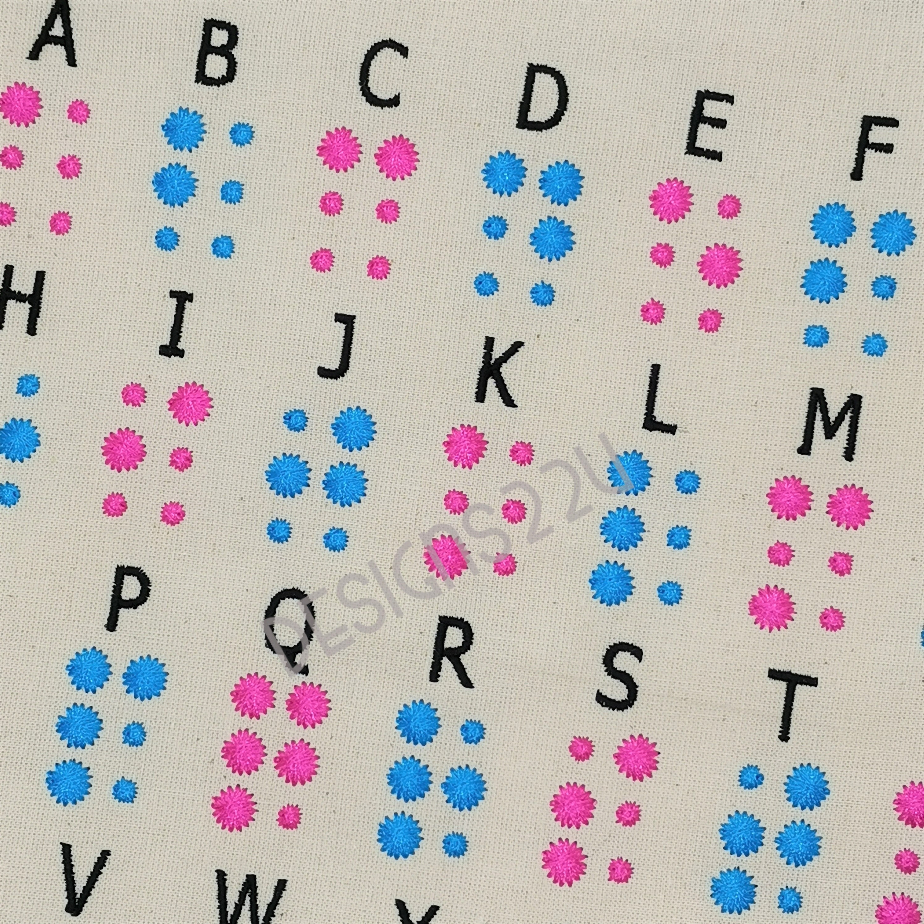 Braille Alphabet Digitized Machine Embroidery Design Letters A-Z, Set ...