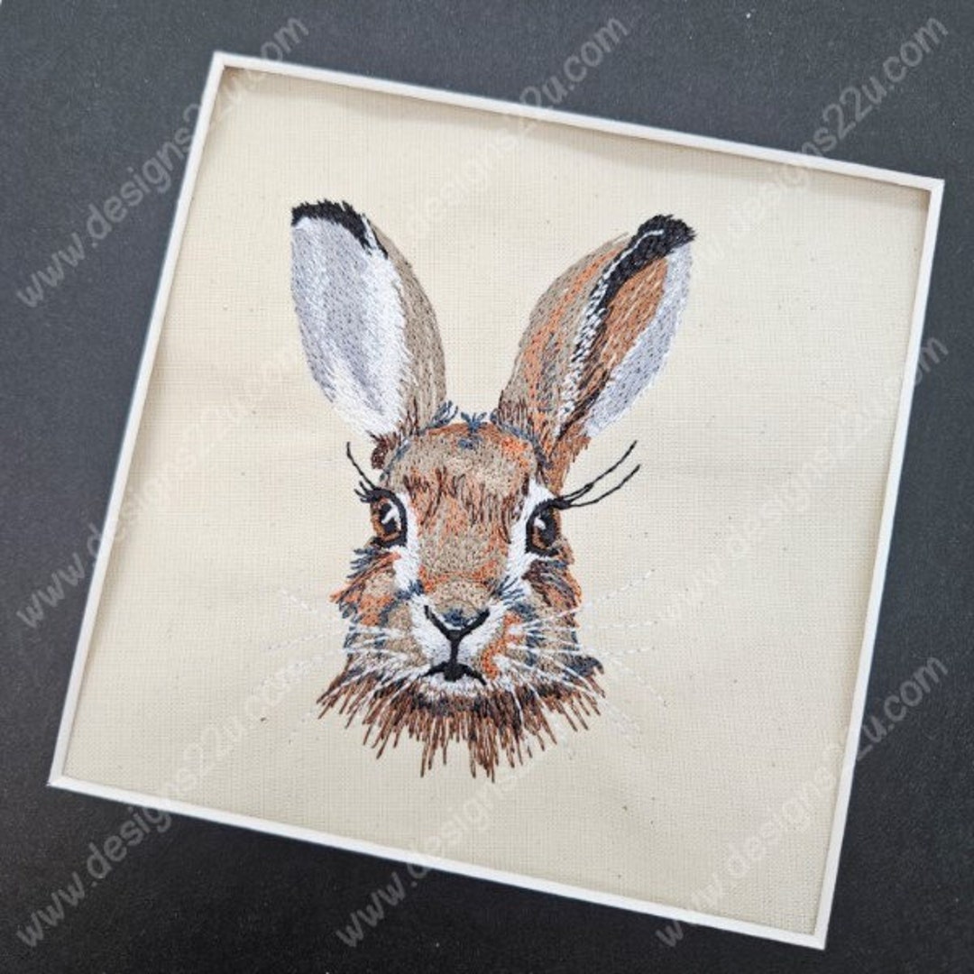 4x4 and 5x7 Portrait of a Hare Digitized Machine Embroidery Design ...