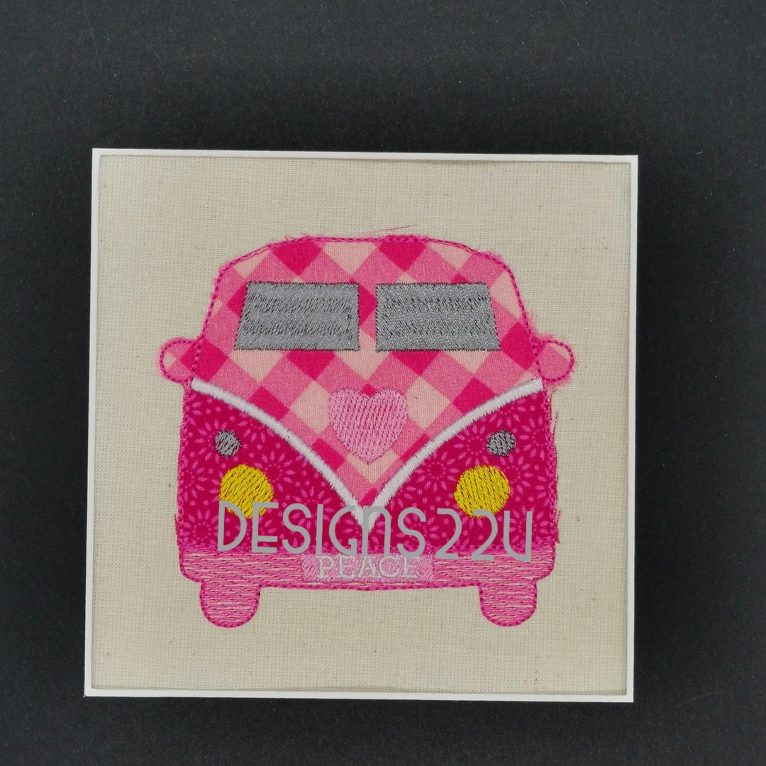 Camper Van Digitized Machine Embroidery Design 4x4, Includes Filled ...