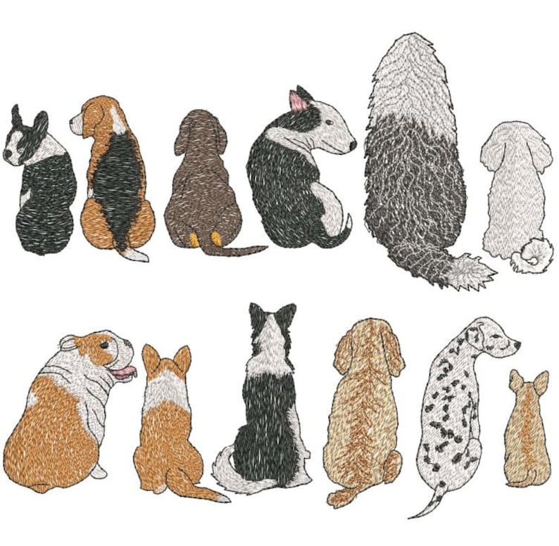 Corgi Dog Back Digitized Machine Embroidery Design Digital | Etsy