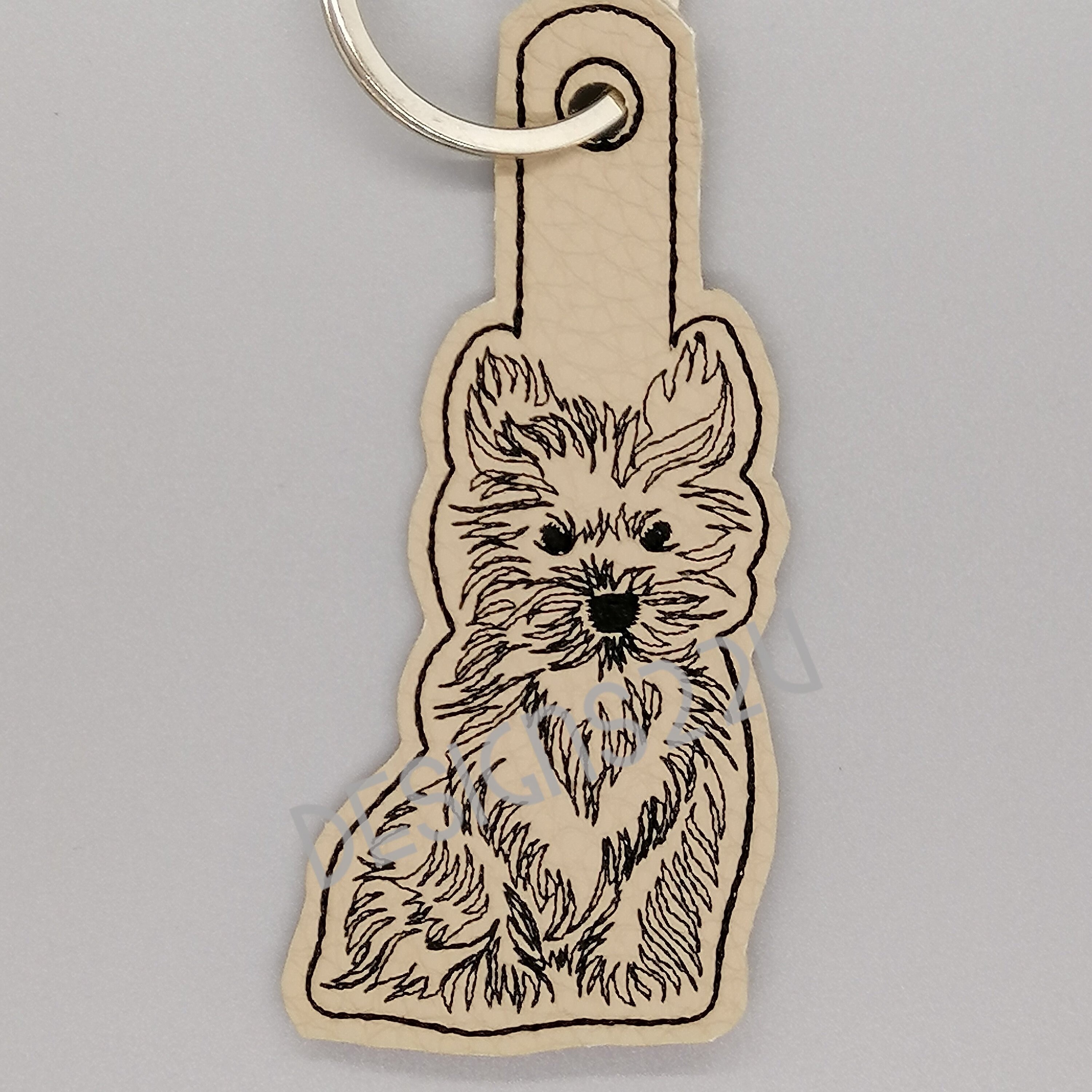 ITH Yorkshire Terrier Yorkie Key Fob embroidery design file for use ...