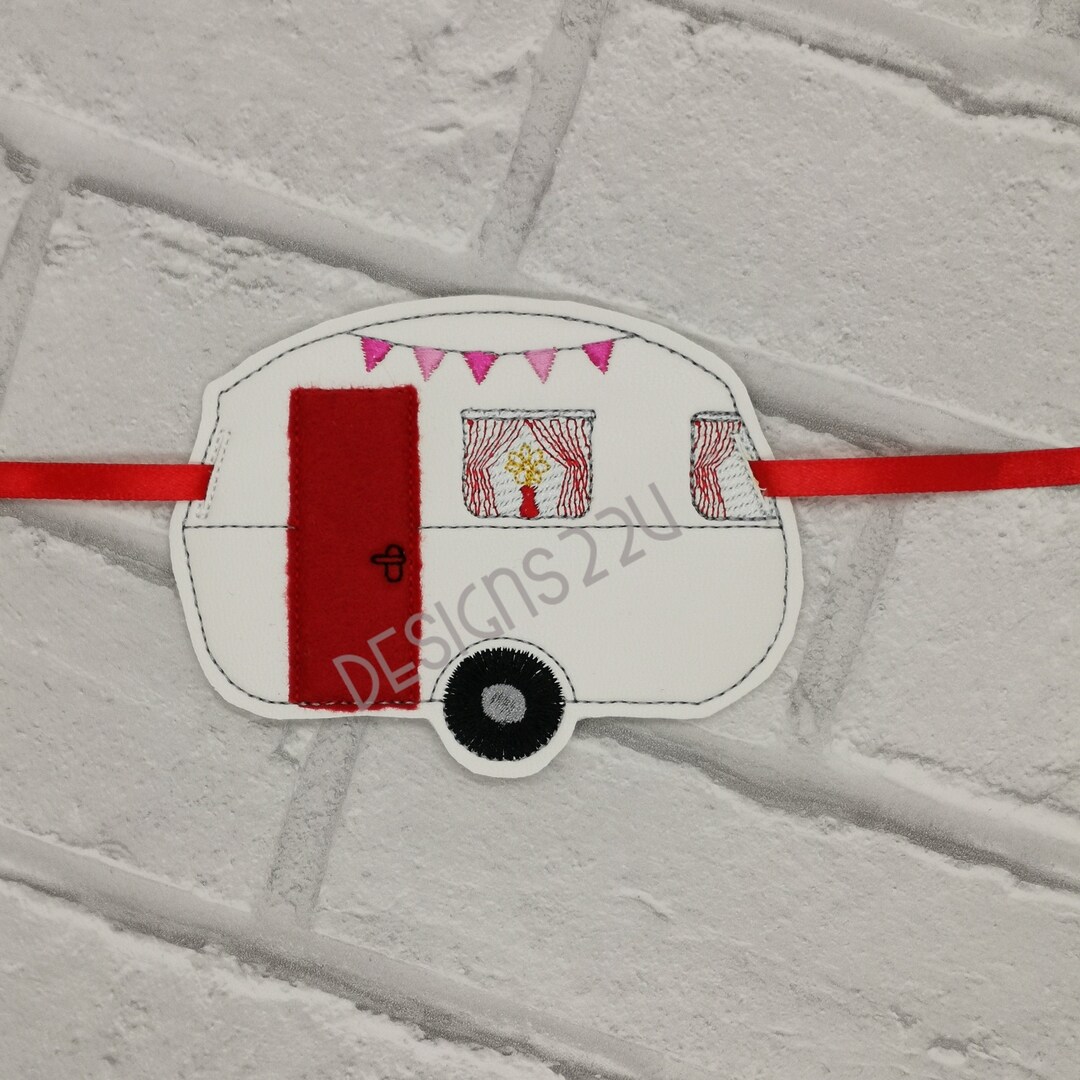 ITH Vintage Caravan Raw & Satin Edge Applique Bunting Digitized Machine ...