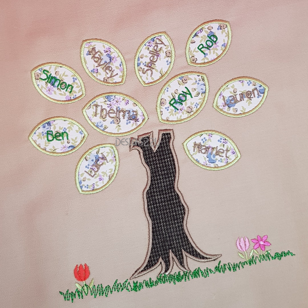 Family Tree Satin Edge Applique Digitized Machine Embroidery Design ...