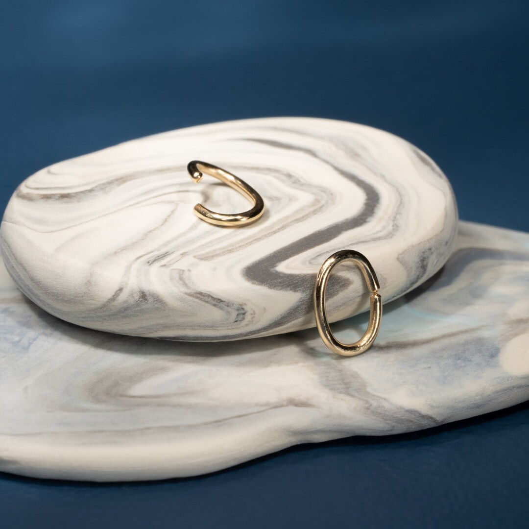 Oval Sleeper Hoops in Yellow Gold - Etsy