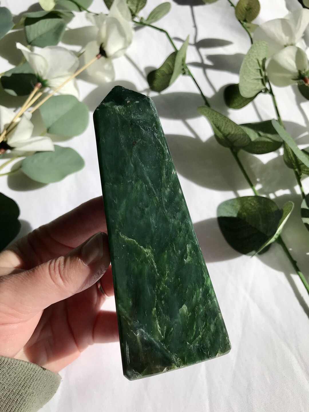 NEPHRITE JADE Tower Nephrite Jade Point Crystal Tower - Etsy