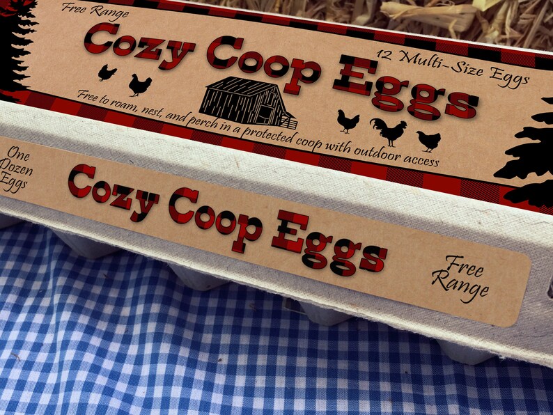 Egg Carton Labels Buffalo Plaid Buffalo Check 3 Part Label - Etsy